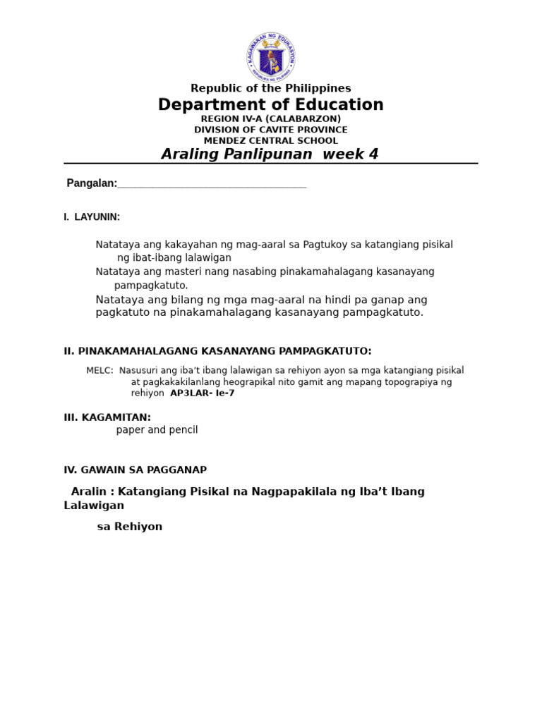 QUIZ in AP3 Week 4 | PDF | Southeast Asia | Philippines