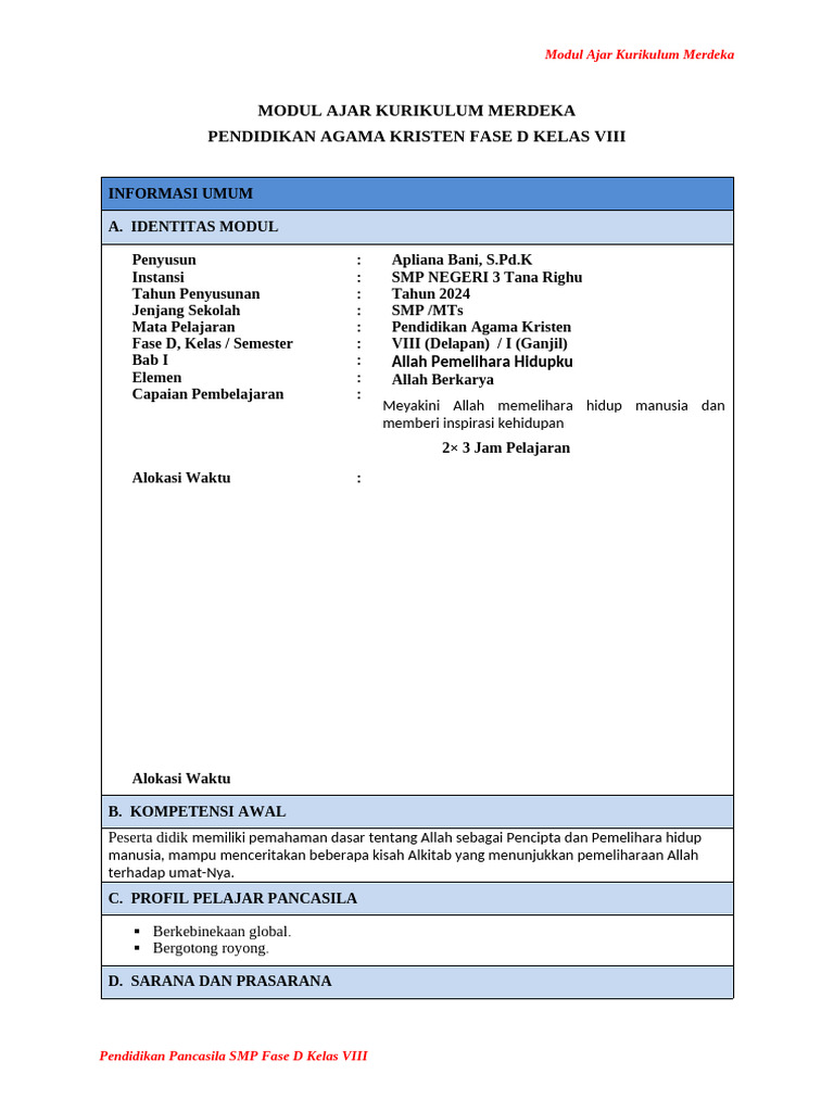 Modul Ajar Agama Kls 8 Bab 3 | PDF