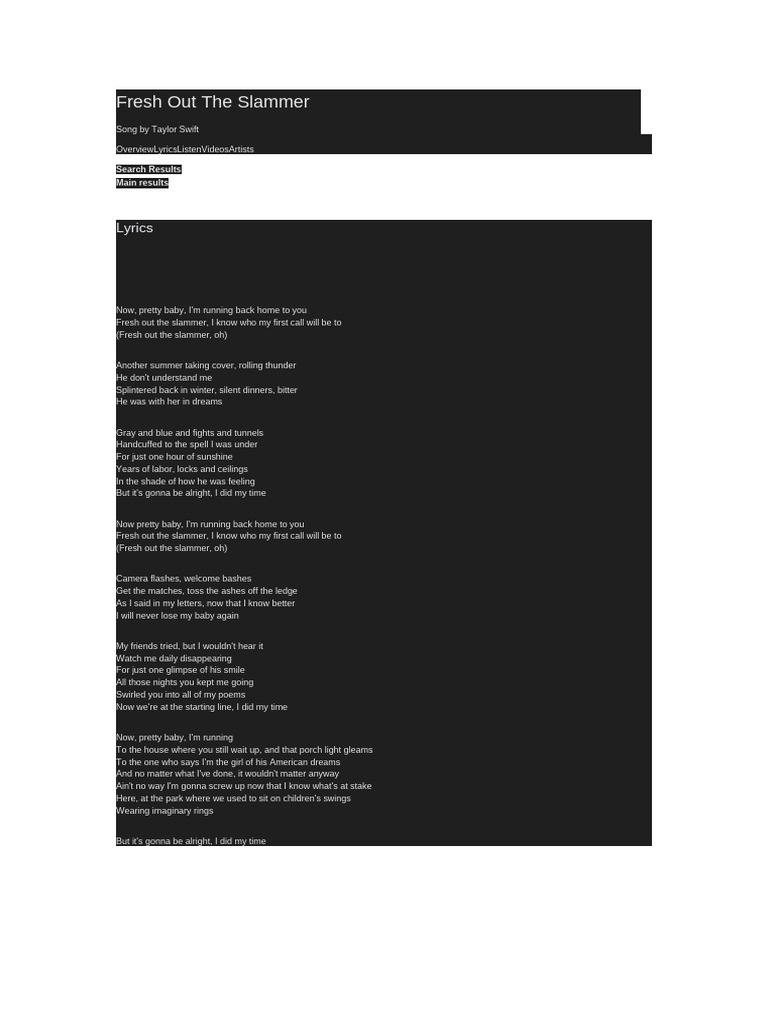 Fresh Out The Slammer | PDF