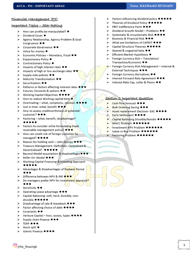 F9 Important Areas | PDF