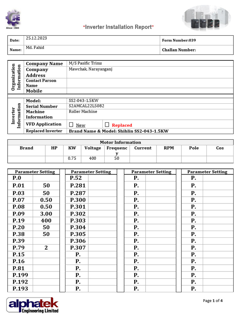 VFD Installation Inspector Machine | PDF