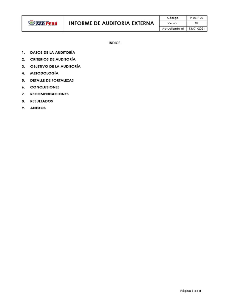 Informe de Auditoria Externa SGSST IDOM 2021 | PDF