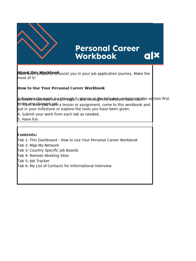 Personal Career Workbook - VA Program | PDF