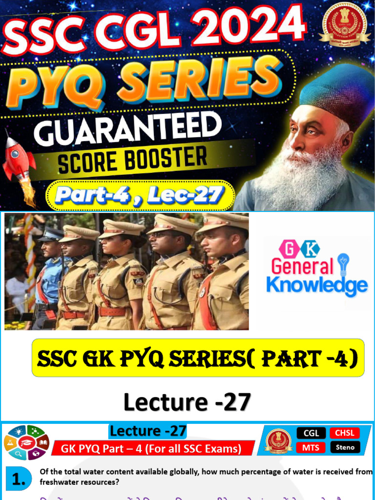 Lecture - 27 (Ssc Gk Pyq Part -4) | PDF