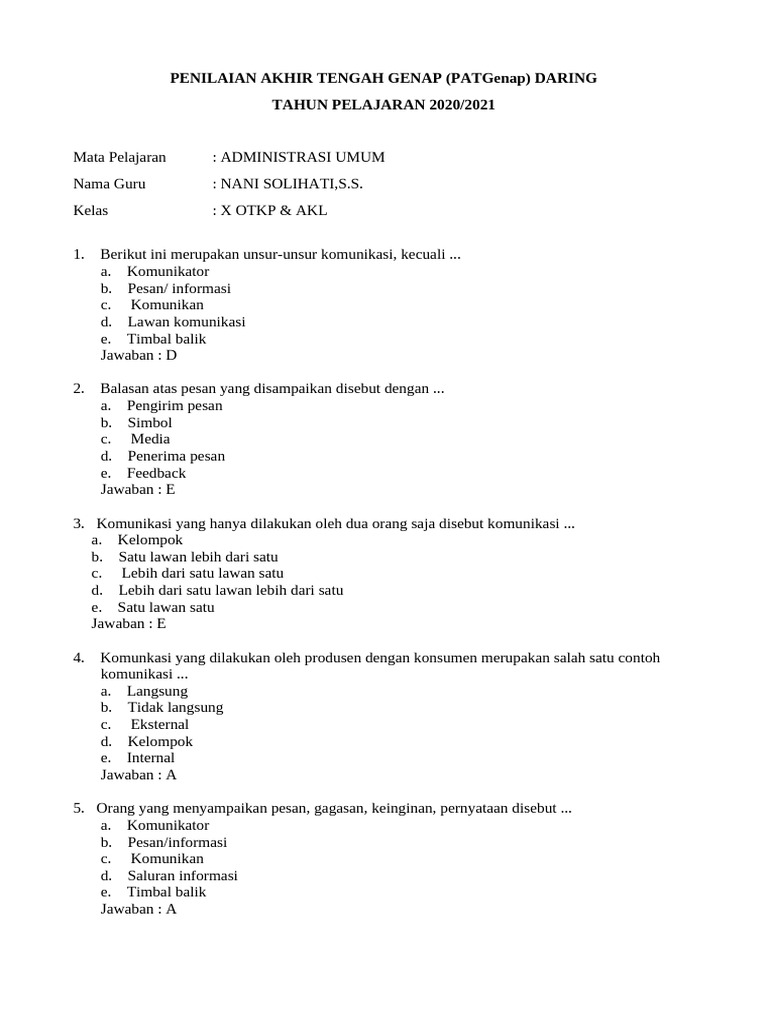 Soal PATGenap Adm Umum | PDF