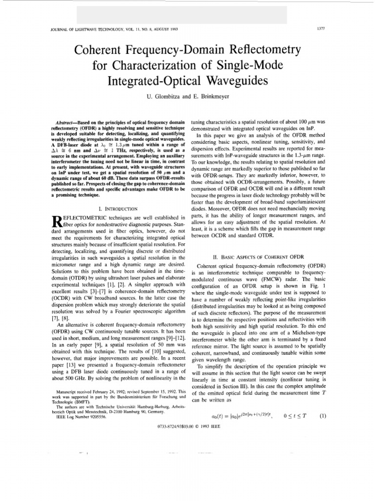1993-Coherent Frequency-Domain Reflectometry For Characterization of ...