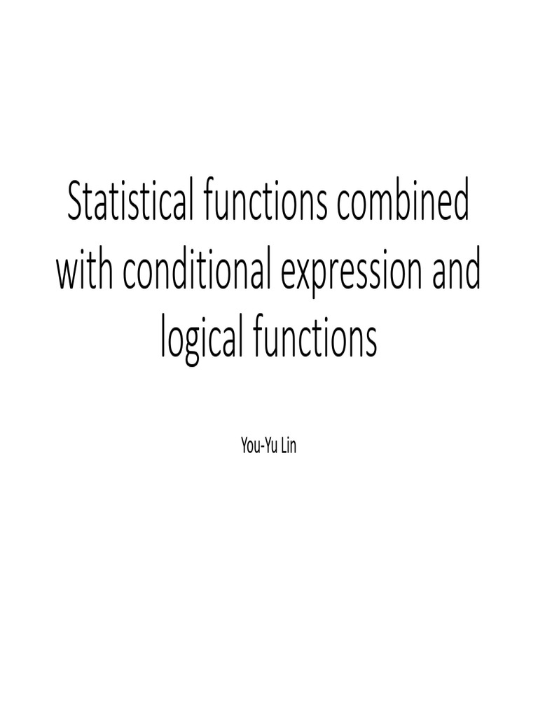 Statistical Functions Conditional Excel | PDF