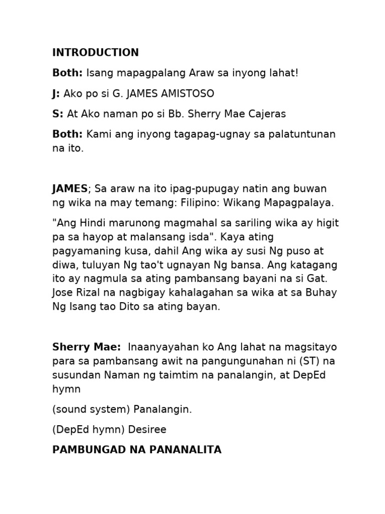 MC Script Ika-Labingdalawang baitang-WPS Office - 0441400 | PDF