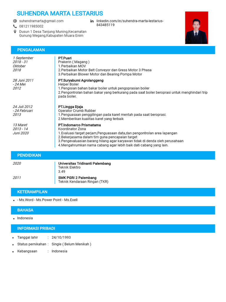 CV Suhendra Marta Lestarius | PDF