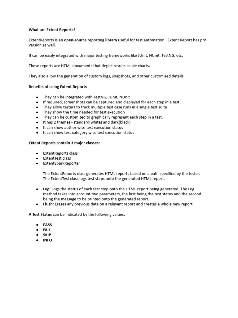 Extent Report Notes | PDF