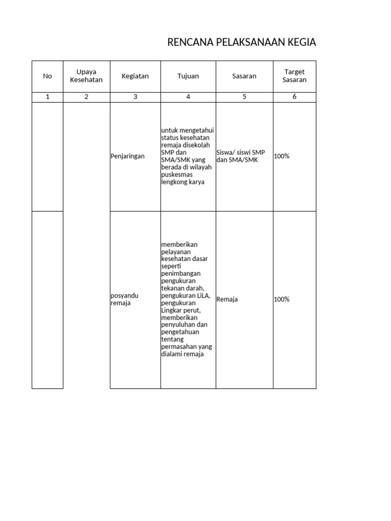 Format RPK Tahunan Puskesmas | PDF