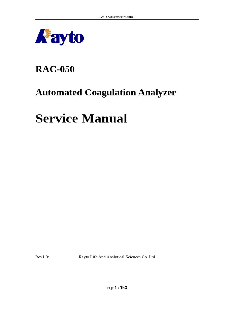 RAC-050 Service Manual V1.0e | PDF