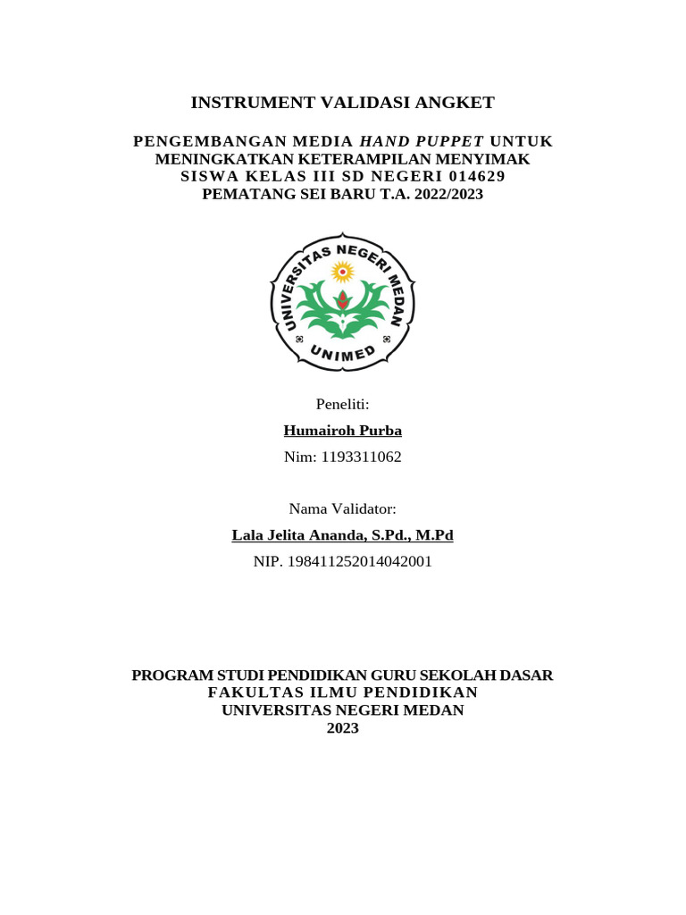 Instrument Validasi Angket | PDF