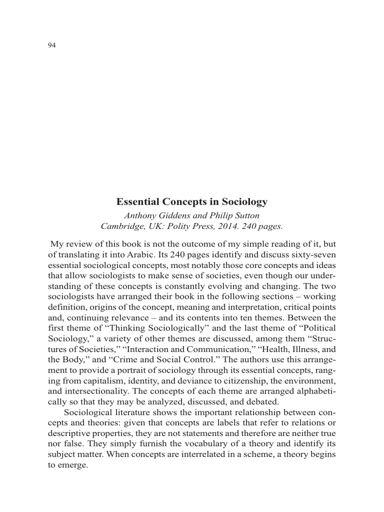 Essential Concepts in Sociology | PDF