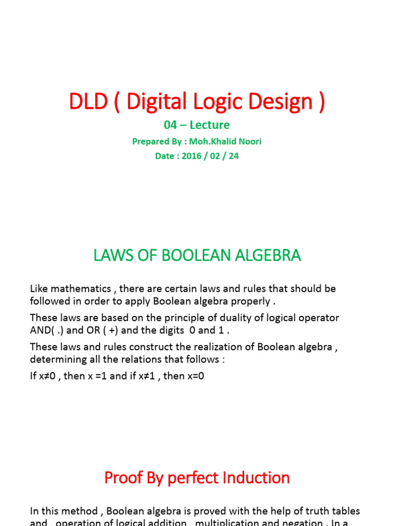 04 LAWS Boolean Algebra | PDF
