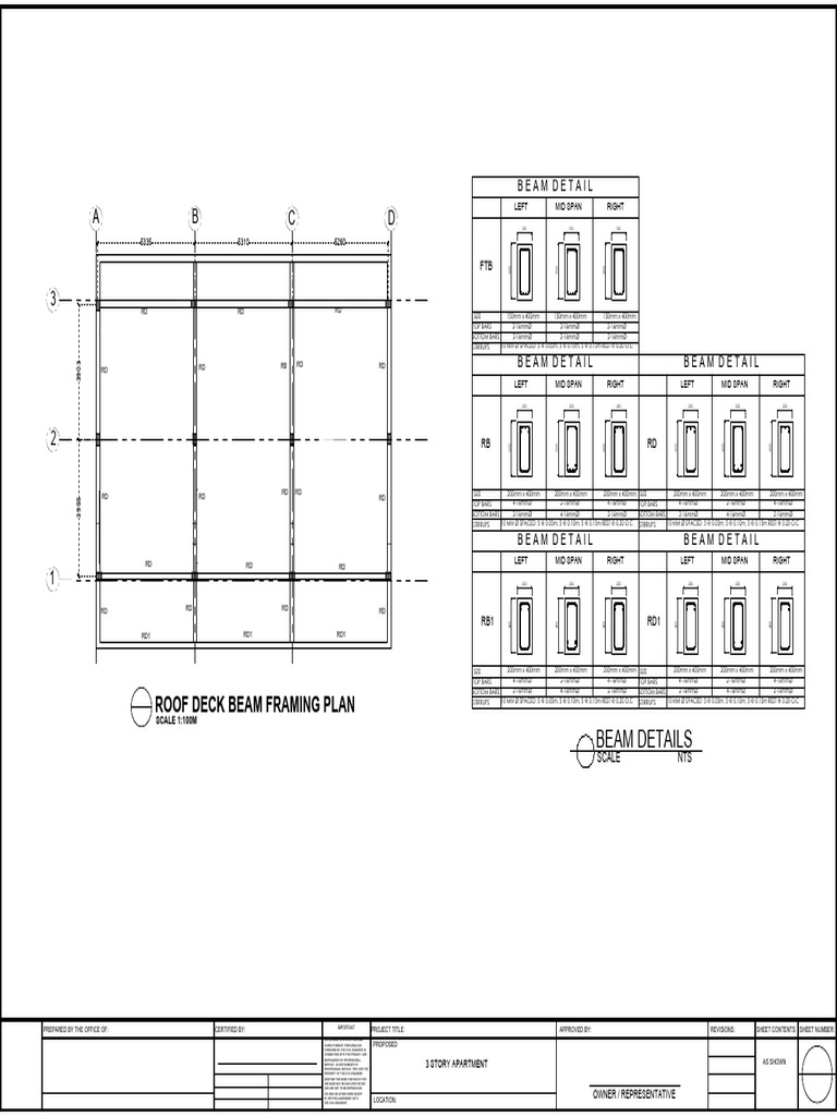 A B C D: Roof Deck Beam Framing Plan | PDF