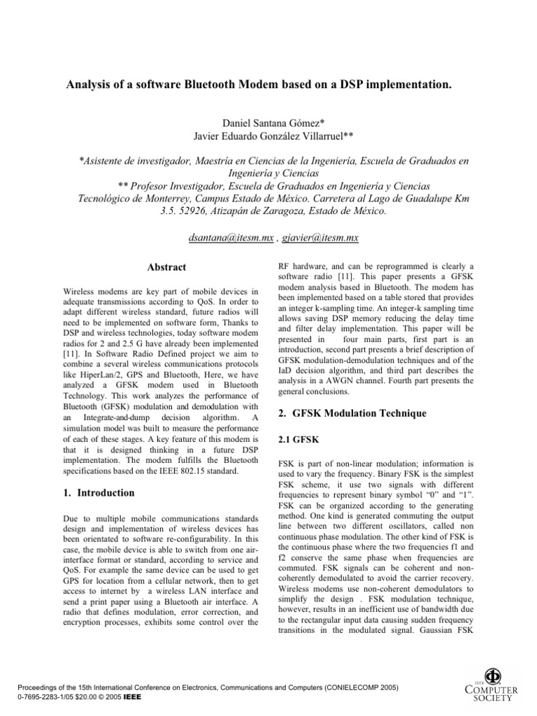 Whitepaper - Software Defined Radio - Analysis of A Software Bluetooth Modem Based On A DSP ...