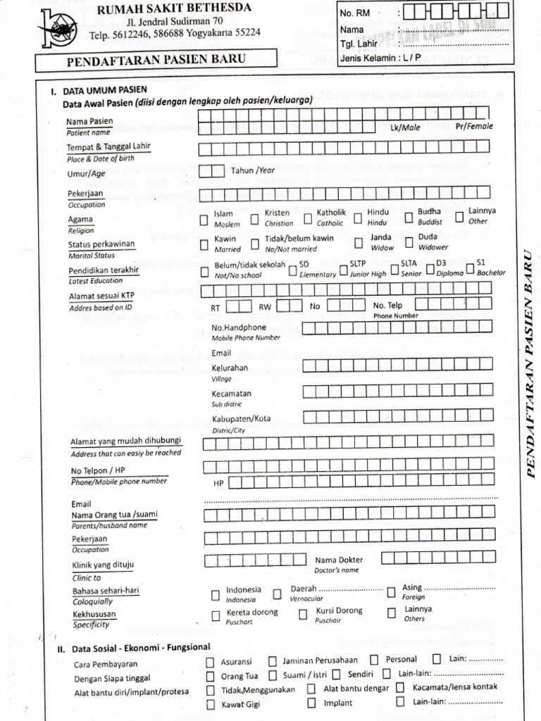 Formulir MCU-RS Bethesda - 2024 | PDF