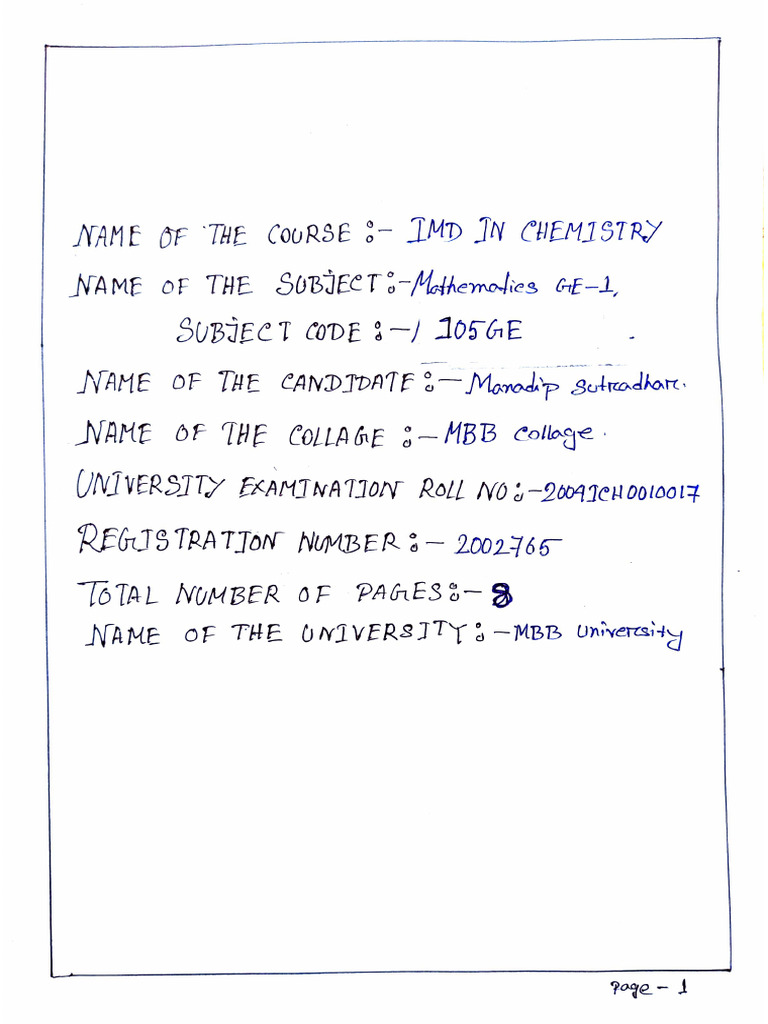Mathematics GE-1 Assignment | PDF