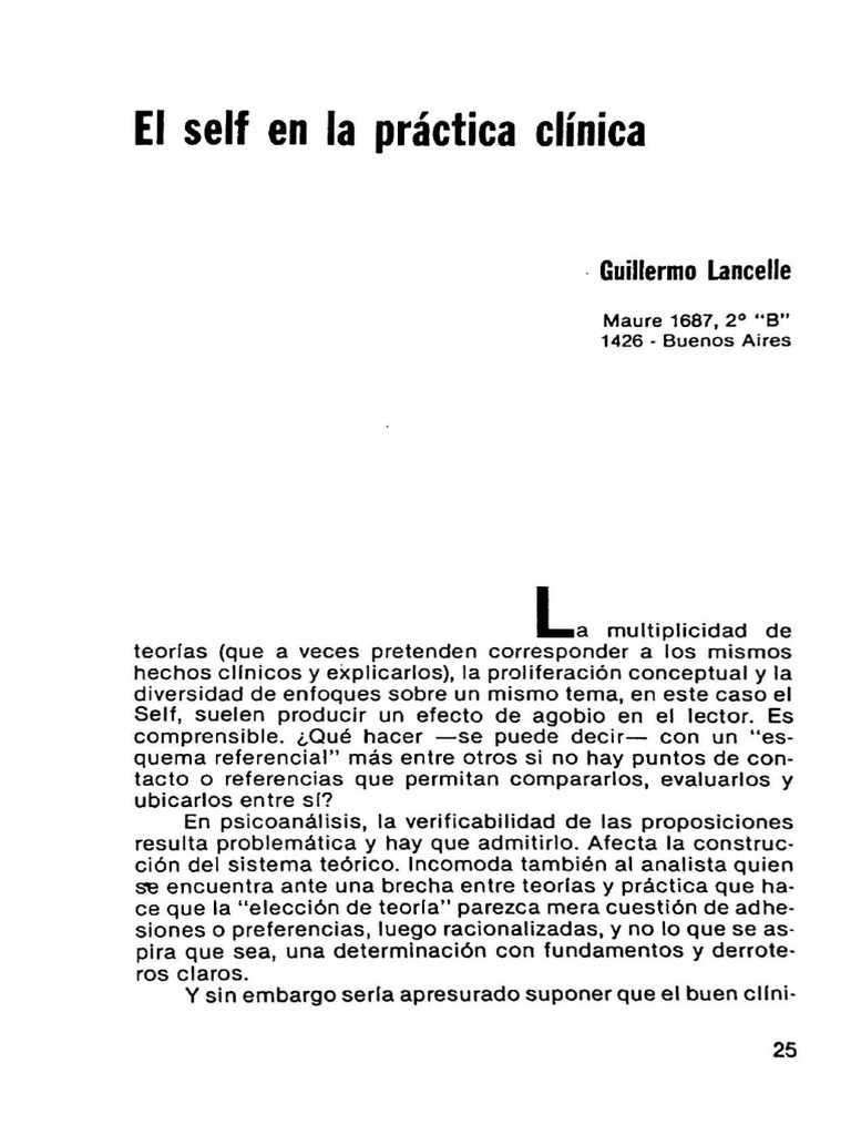 Lancelle El Self en La Practica Clinica1 | PDF