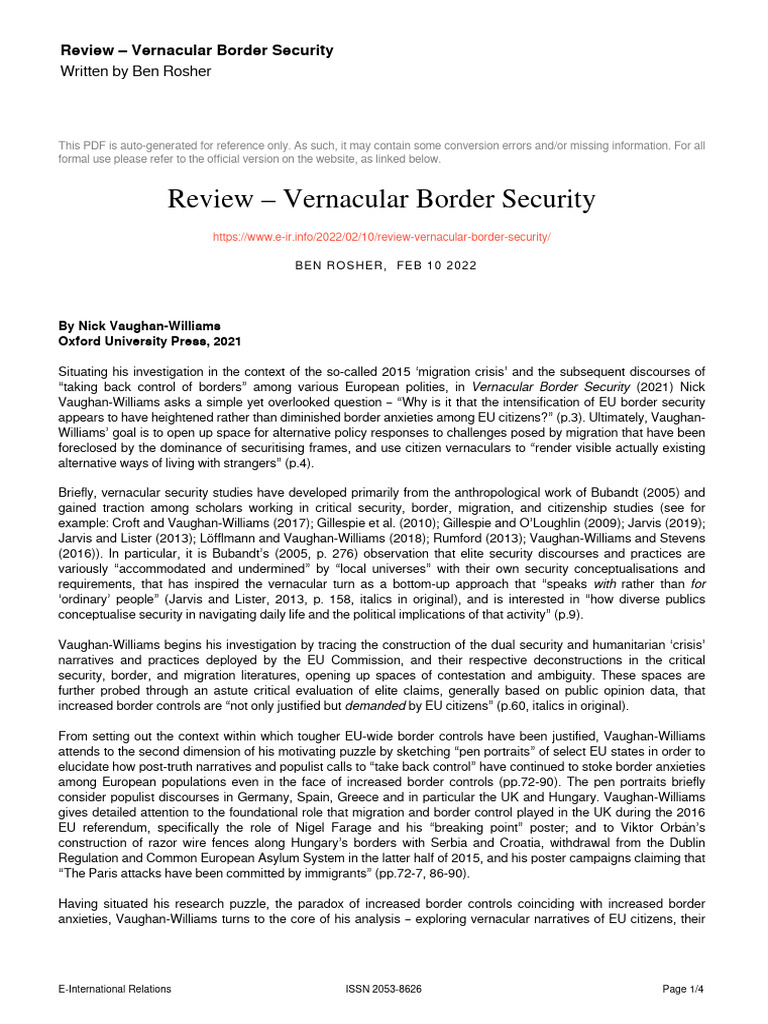 Review Vernacular Border Security | PDF