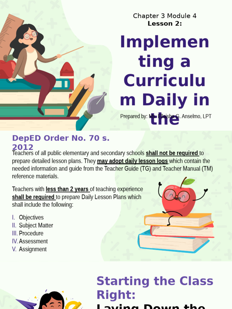 EDUC 204 Implementing A Curriculum Daily in The Classrooms | PDF