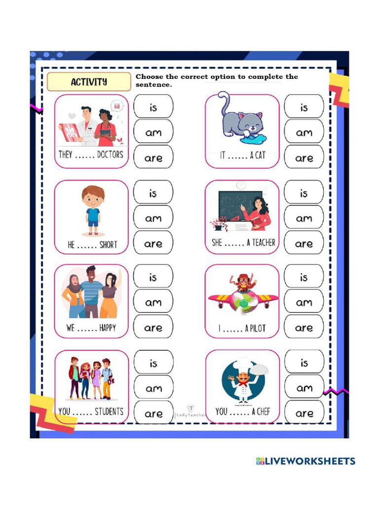 am is are worksheet | PDF