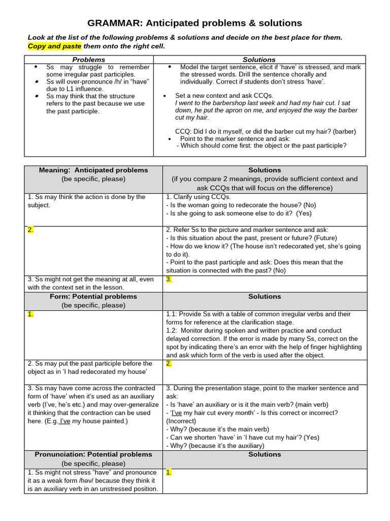 3 - Grammar LA (Problems & Solutions) | PDF