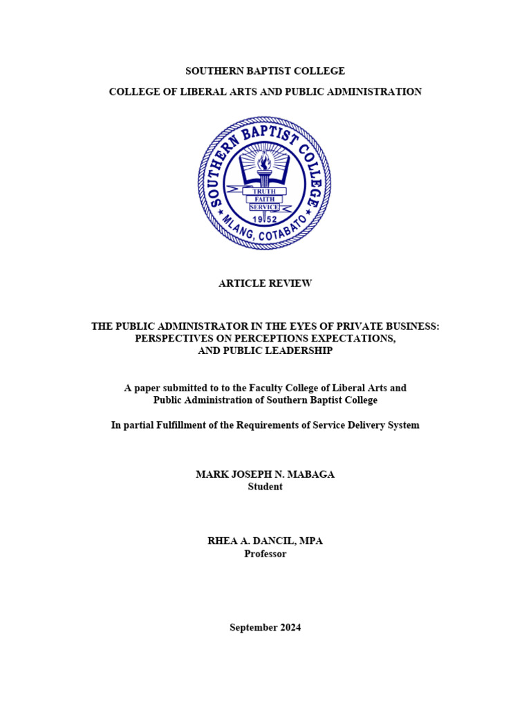 Article-Review Mabaga Revised | PDF | Public Administration | Leadership