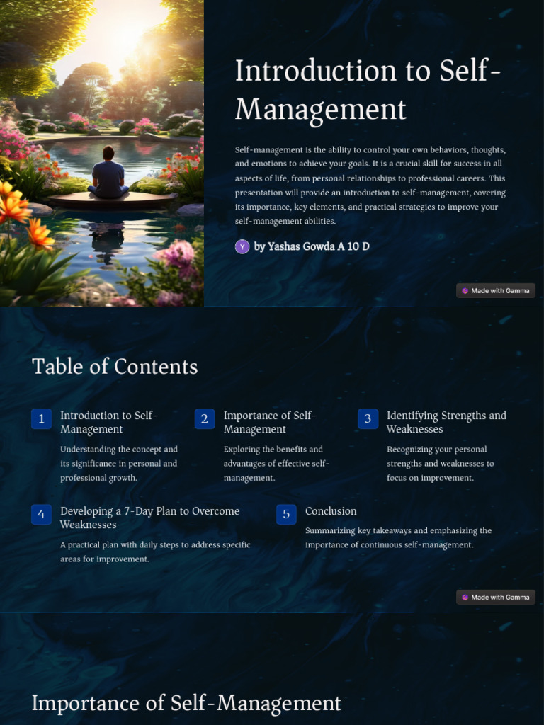 Introduction To Self Management | PDF