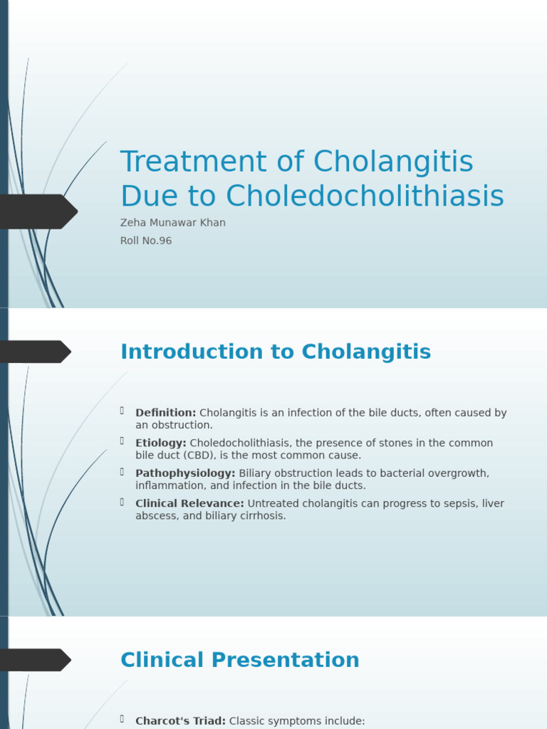 Treatment of Cholangitis Due To Choledocholithiasis | PDF