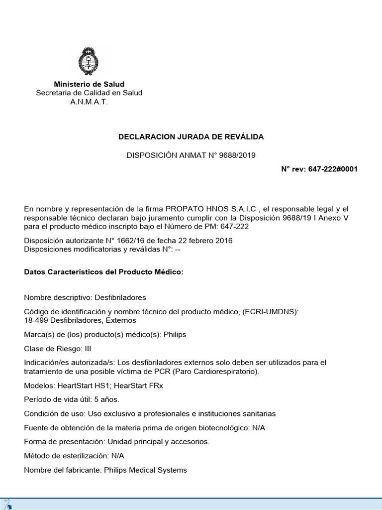 Anmat Philips Hs1 | PDF