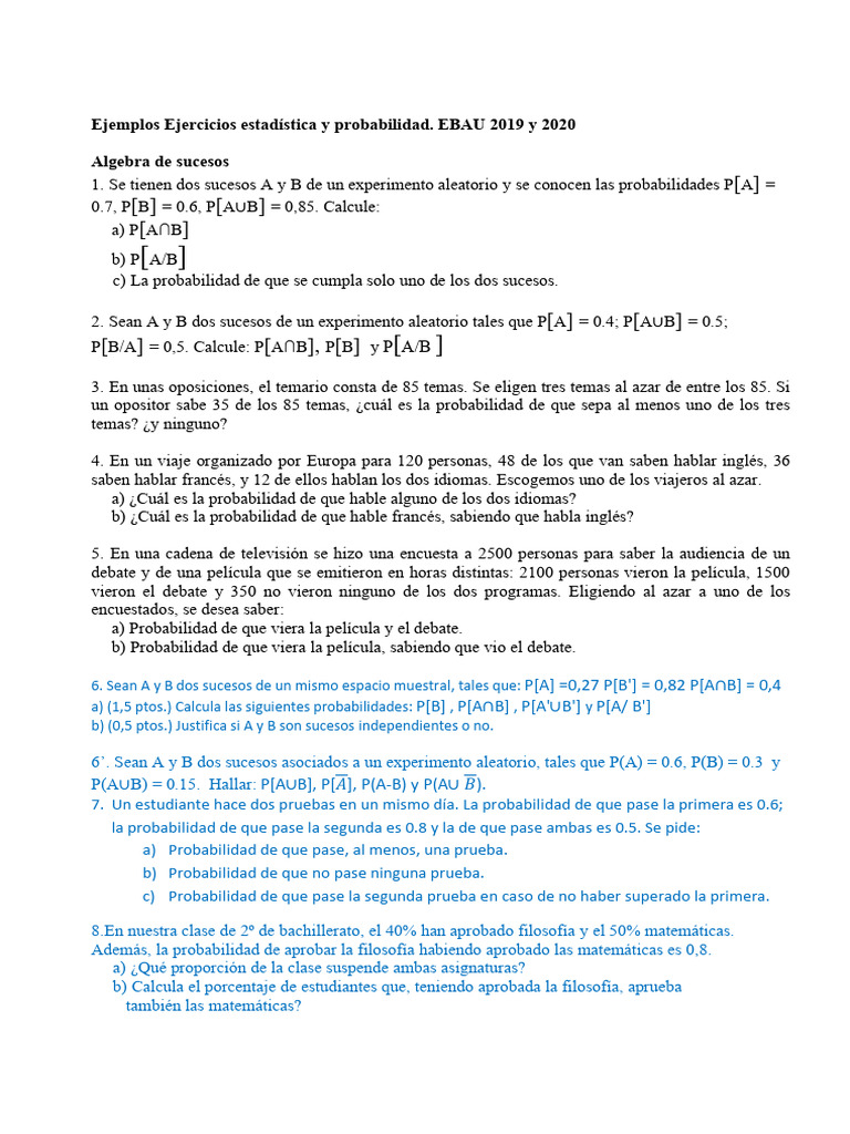 Ejemplos Ejercicios EBAU 2020 | PDF
