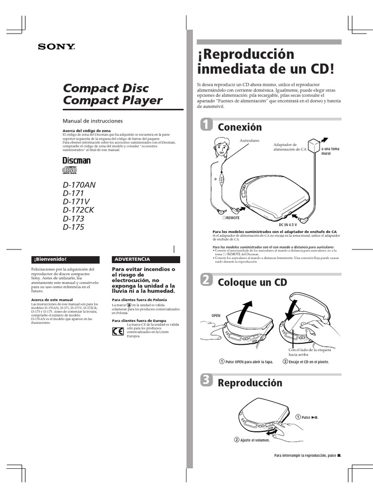 Sony D173 | PDF | Consumer Electronics | Sony