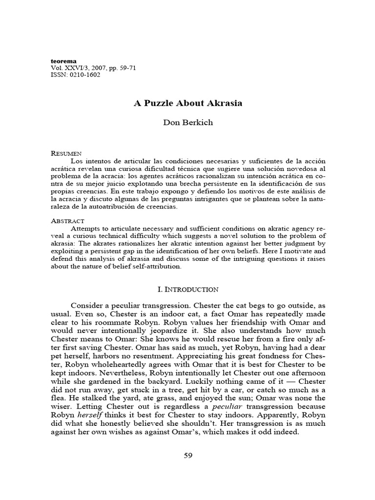 A Puzzle About Akrasia | PDF