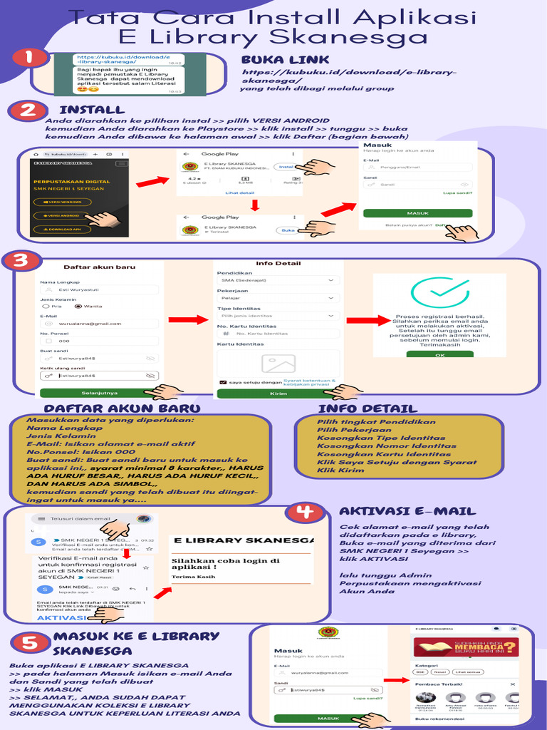 Teks Tata Cara Install Aplikasi E Library Skanesga | PDF