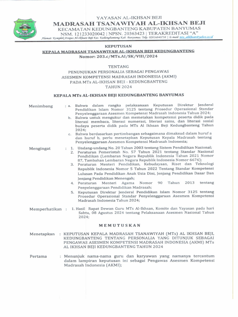 SK Pengawas AKMI | PDF