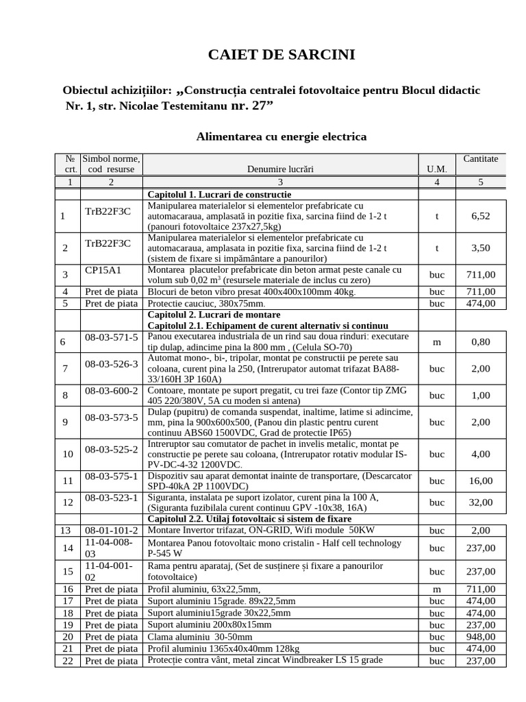 Caiet de Sarcini | PDF