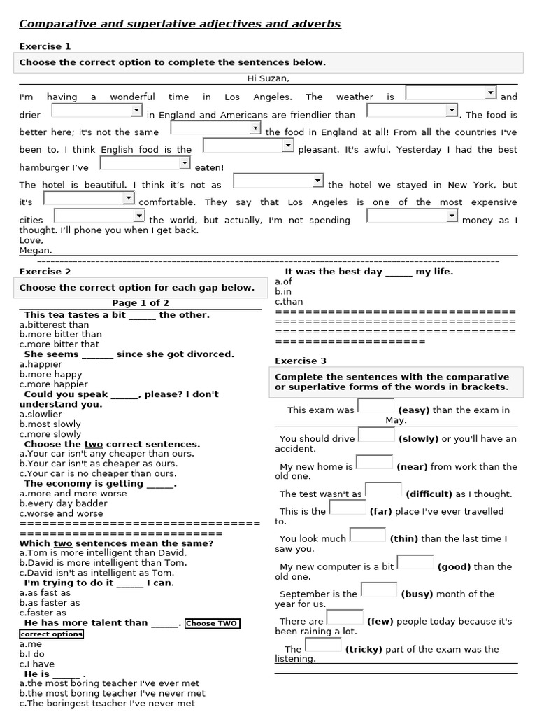Comparative and Superlative Adjectives and Adverbs | PDF | Adjective ...