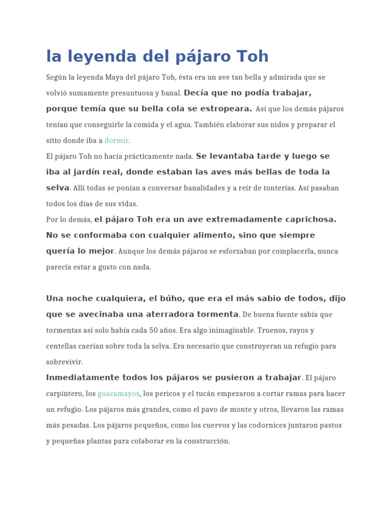 03 La Leyenda Del Pájaro Toh | PDF