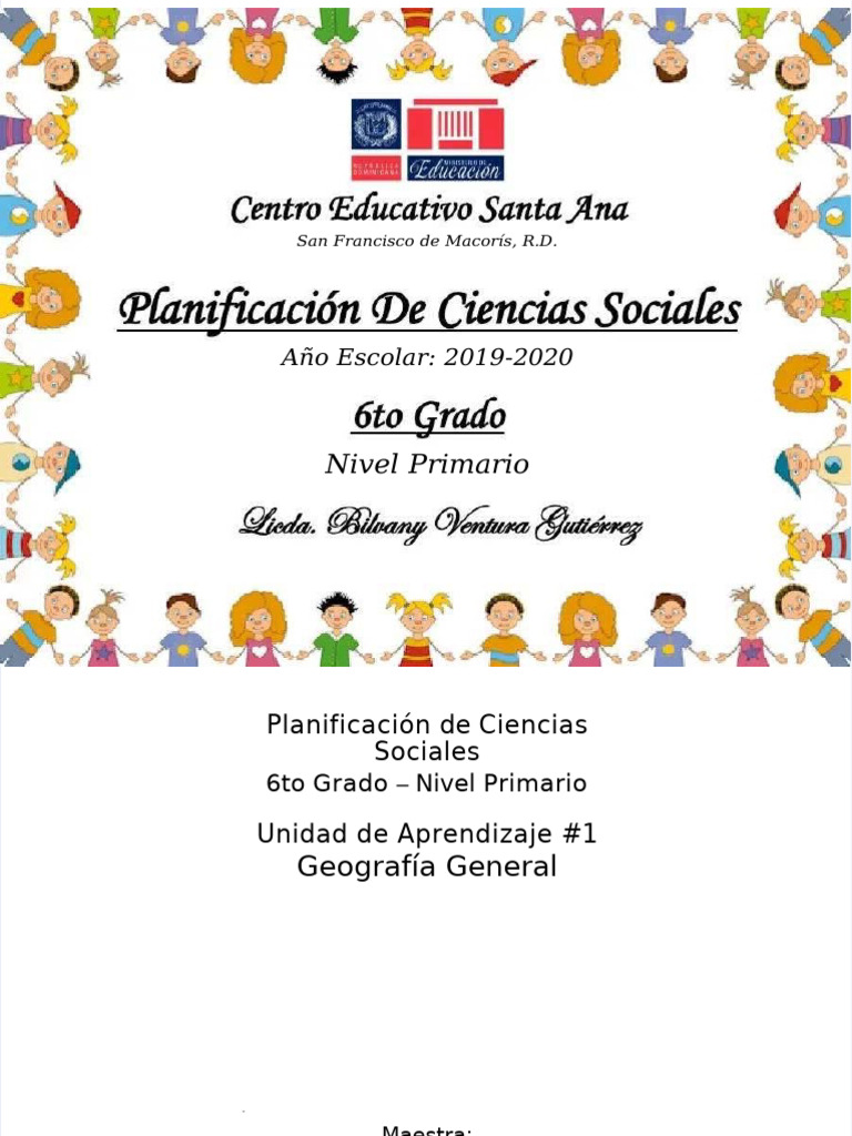 PDF Planificacion de Sexto Grado Sociales | PDF | Geografía | Continente