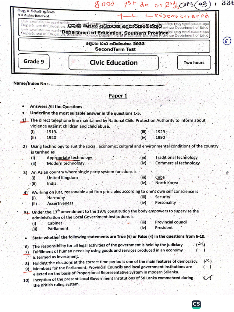 Grade-9-2nd-term-2022.-Civic.-em (First or Second Do) 1 - 4 Lessons ...
