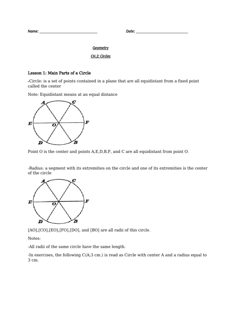 Geometry CH.2 Circles | PDF