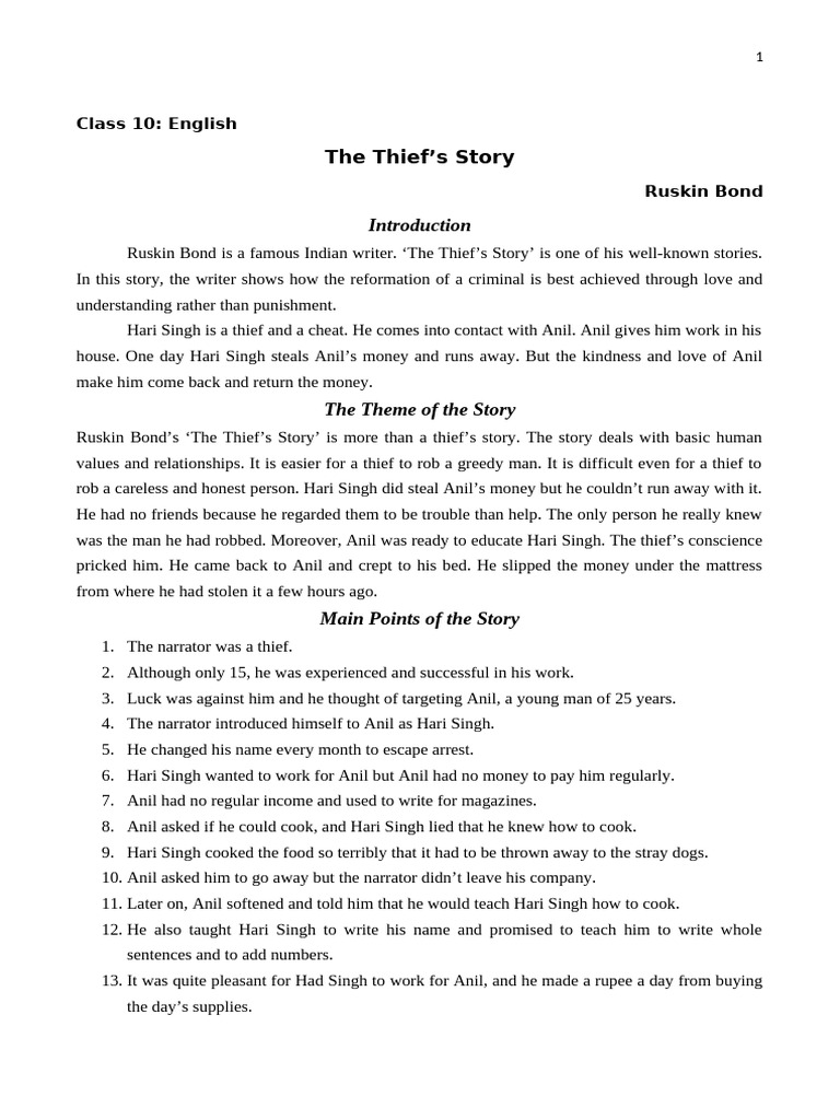 The Thief's Story | PDF | Theft