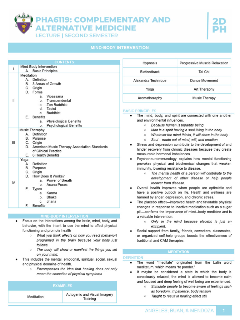 UNIT 5 - Mind-Body Intervention | PDF