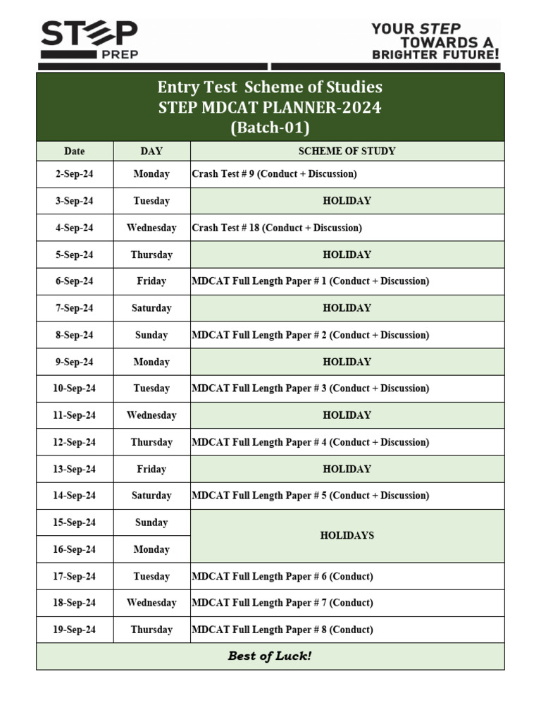 Batch-01-Mdcat FLP Planner-2024 | PDF