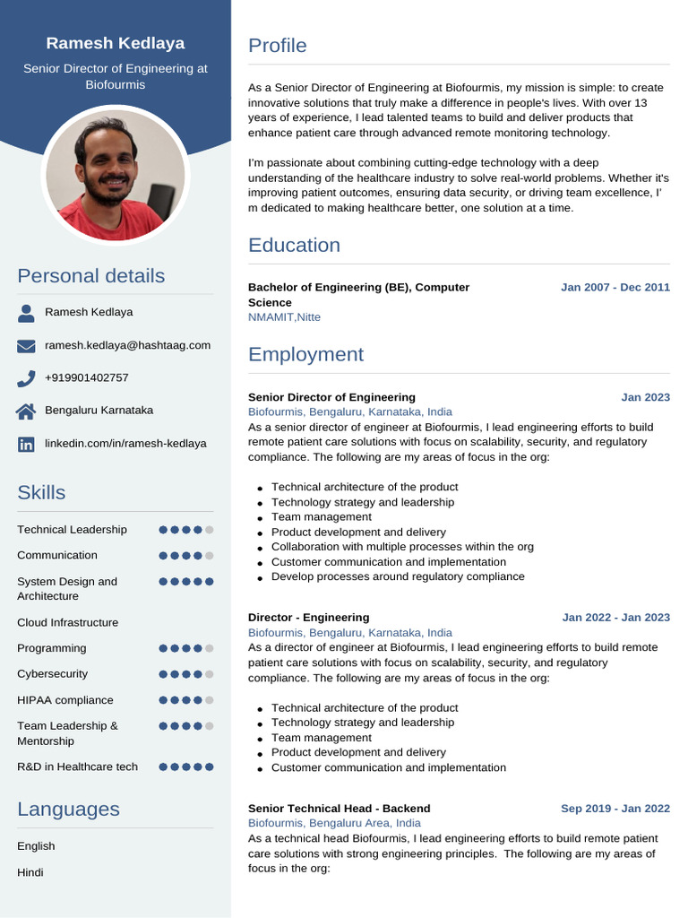 Ramesh Kedlaya - Latest - Resume | PDF
