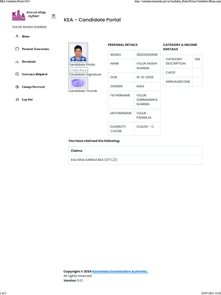 KEA Candidate Portal-2024 | PDF