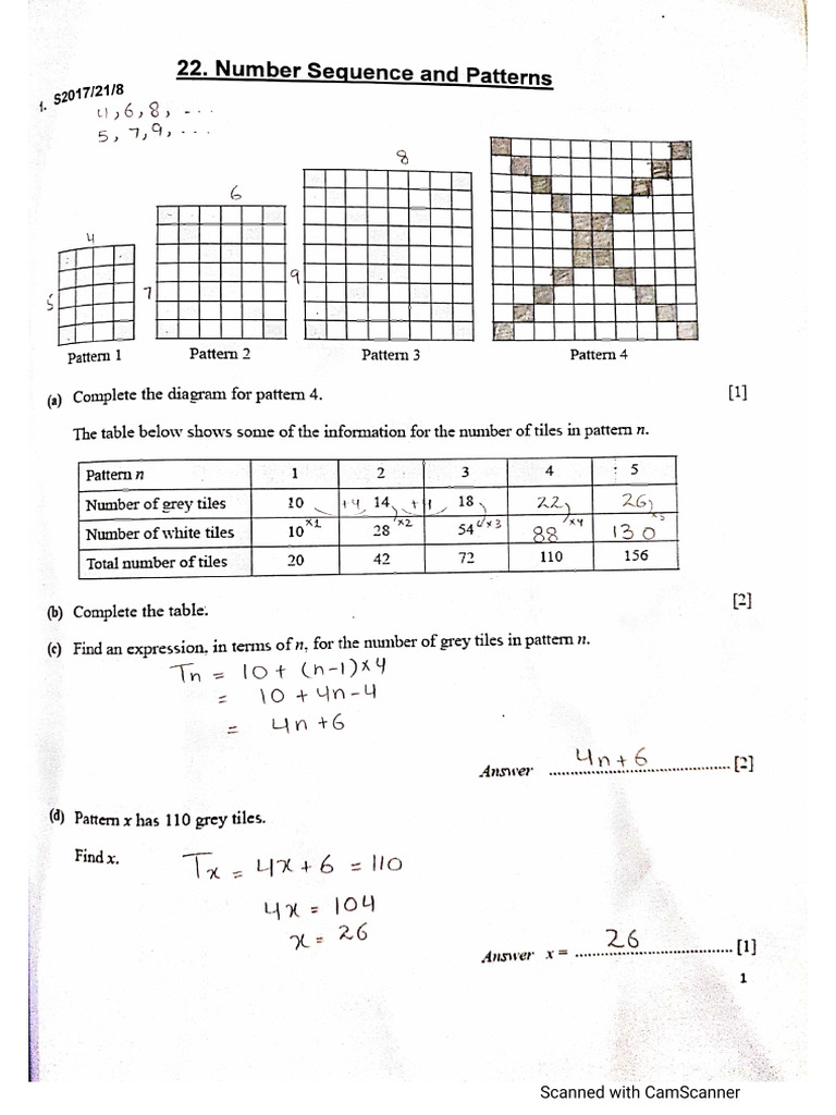p2 Number Sequence and Pattern | PDF