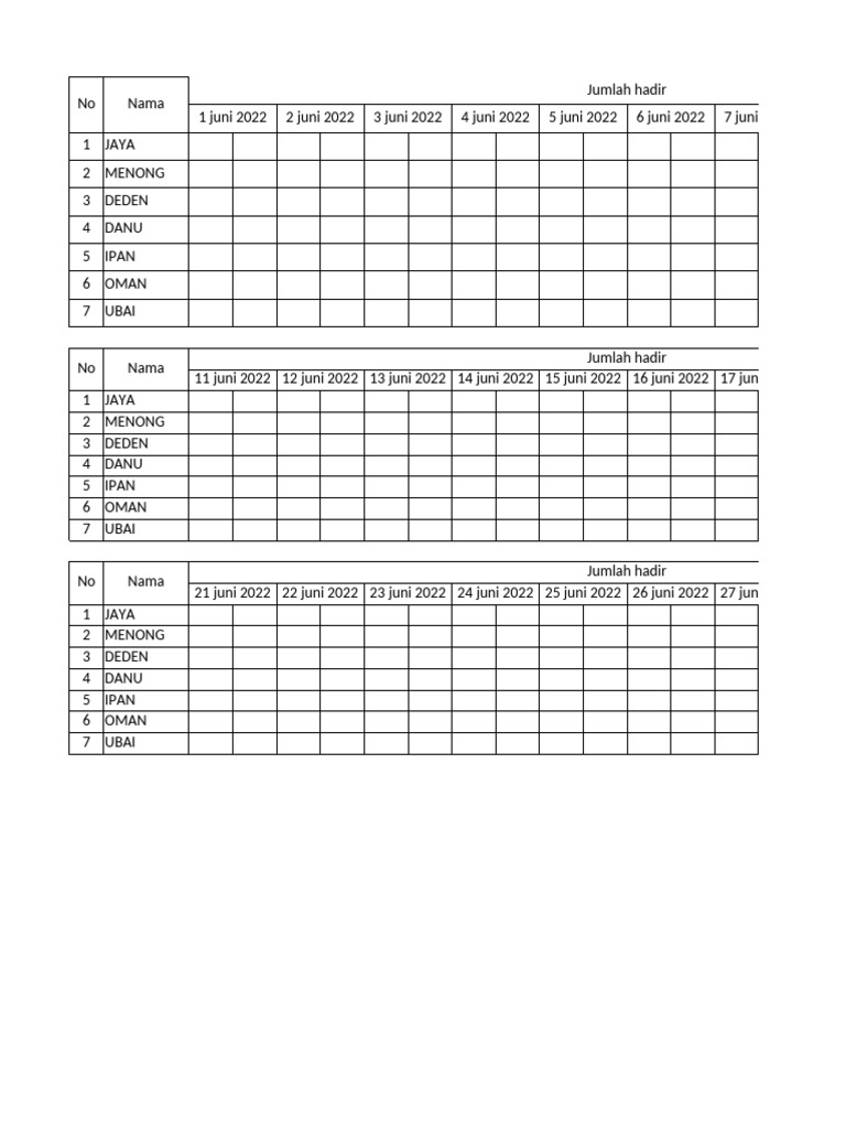 Rekap Data Absensi Karyawan Gudang (Setiap Bulan) | PDF